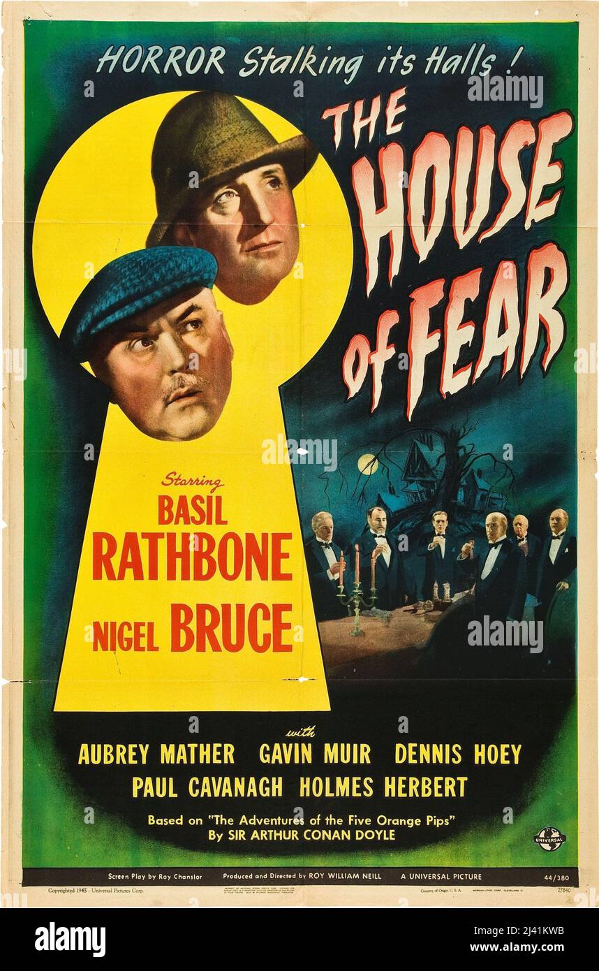 BASIL RATHBONE and NIGEL BRUCE in SHERLOCK HOLMES AND THE HOUSE OF FEAR ...