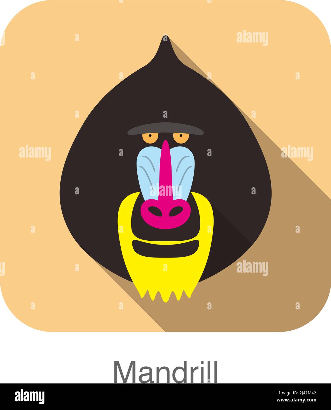 cute mandrill baboon face flat icon design, vector illustration Stock ...
