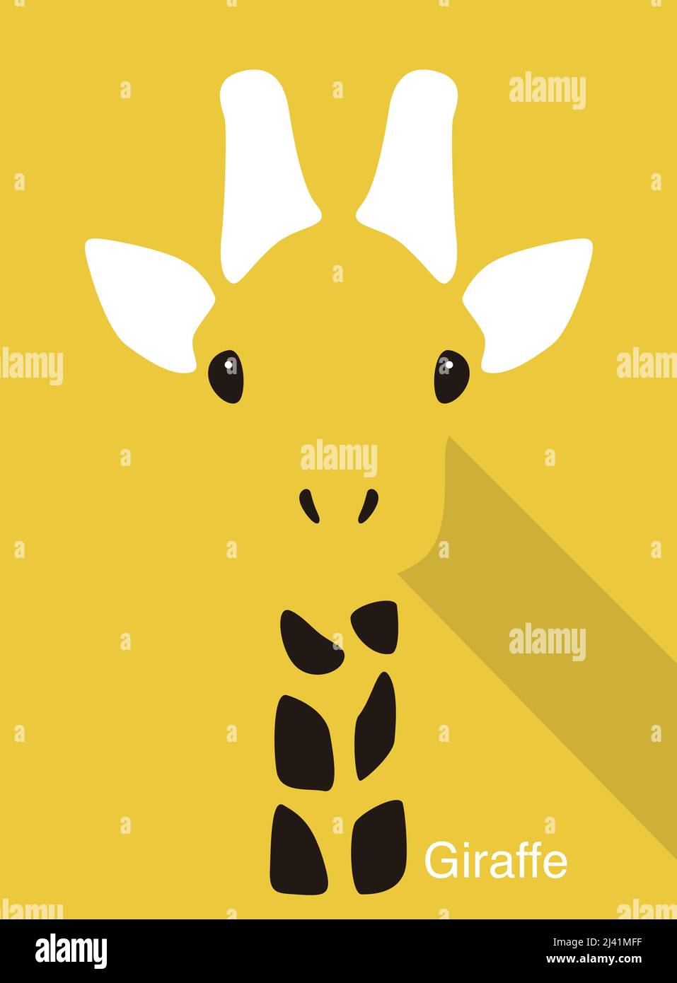 giraffe cartoon face, flat animal face icon, vector illustration Stock ...