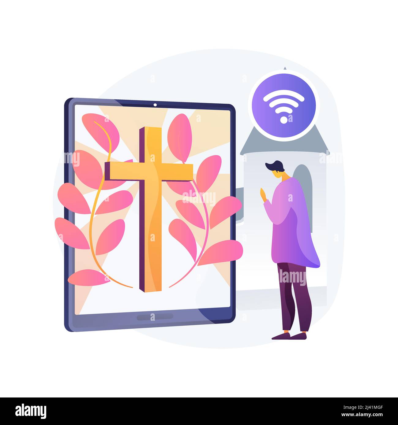 Online church abstract concept vector illustration. Internet church ...