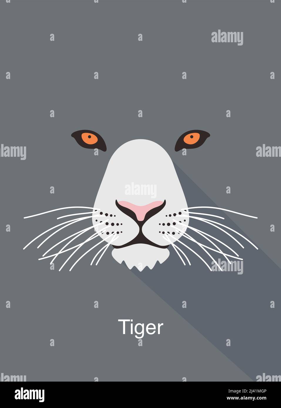 tiger cartoon face, flat animal face icon, vector illustration Stock ...