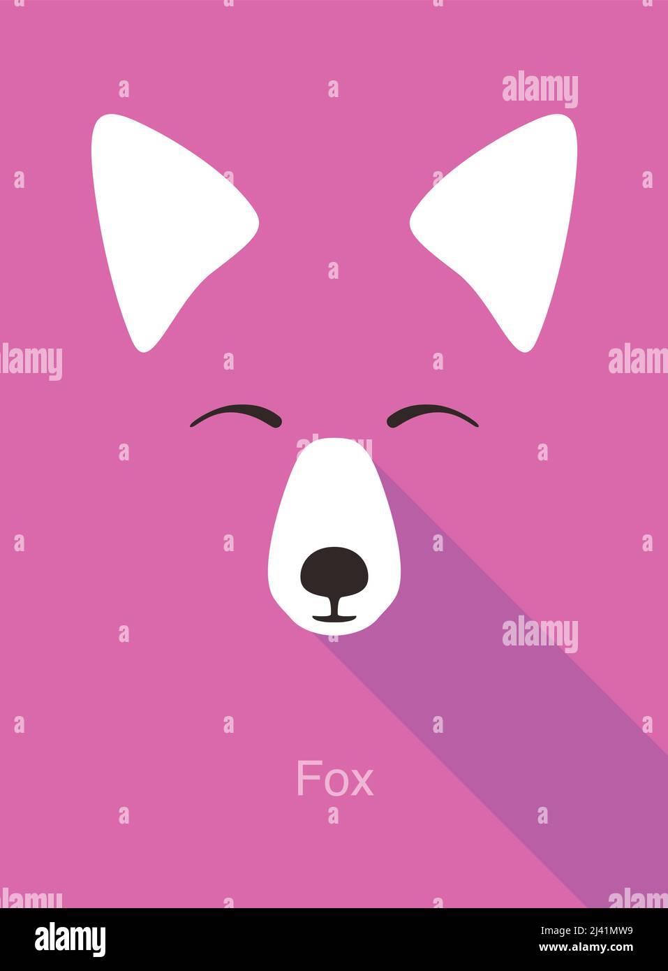 Red fox cartoon face, flat icon design, vector illustration Stock ...