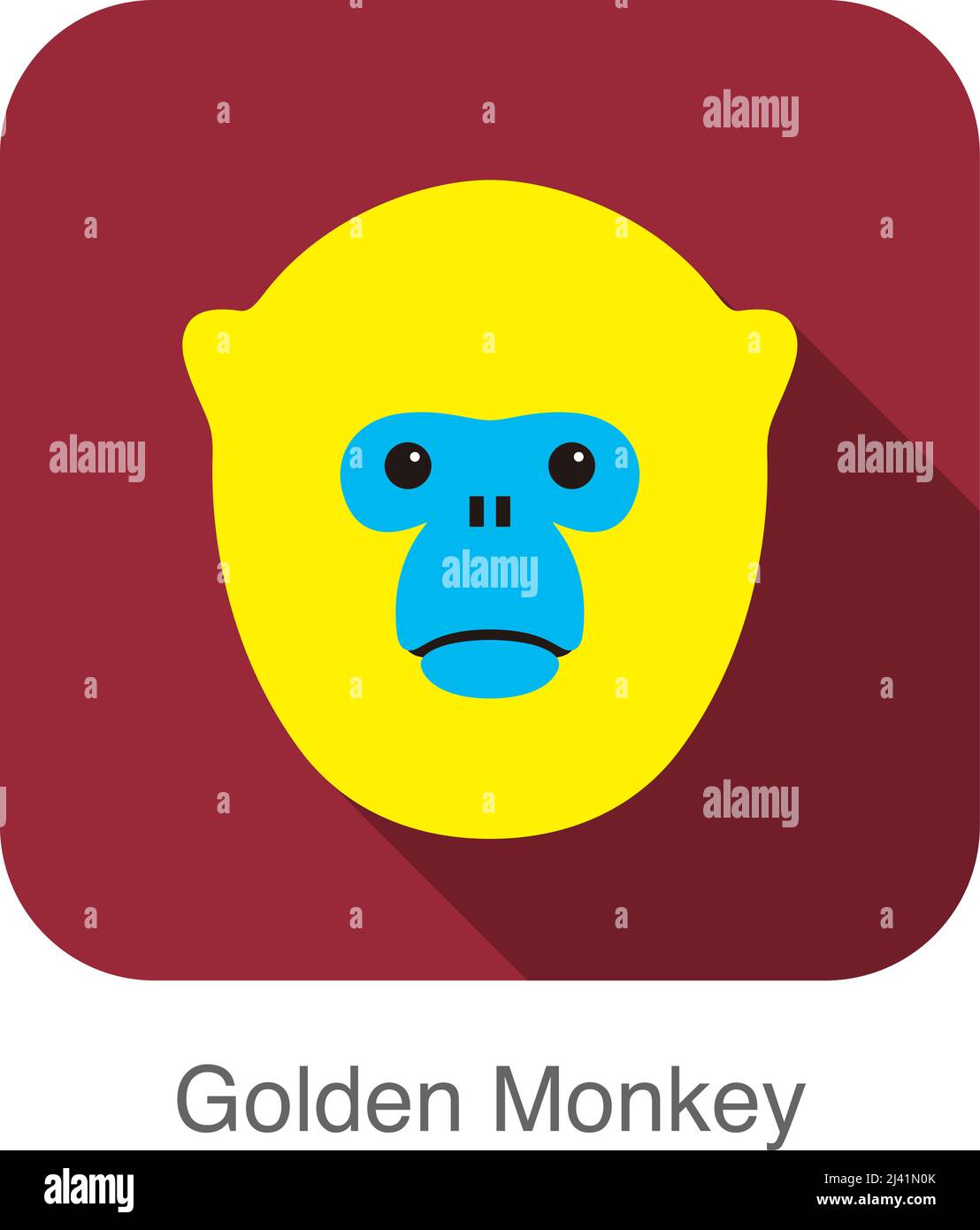 cute golden monkey face flat icon design, vector illustration Stock ...