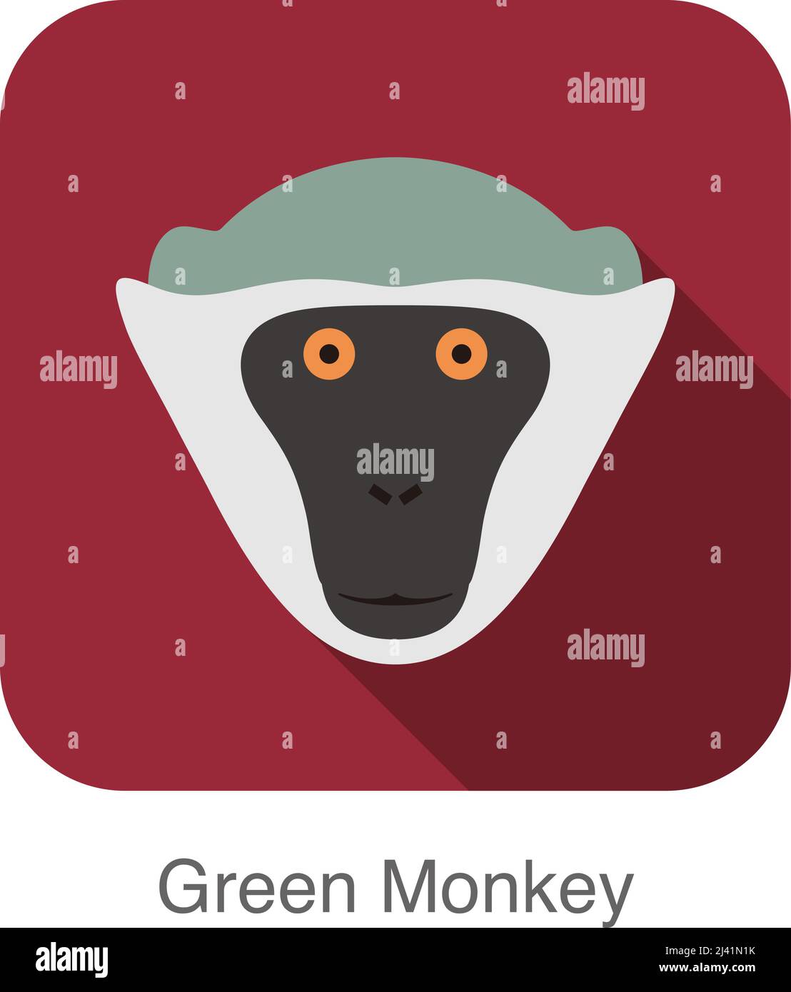 cute green monkey face flat icon design, vector illustration Stock ...