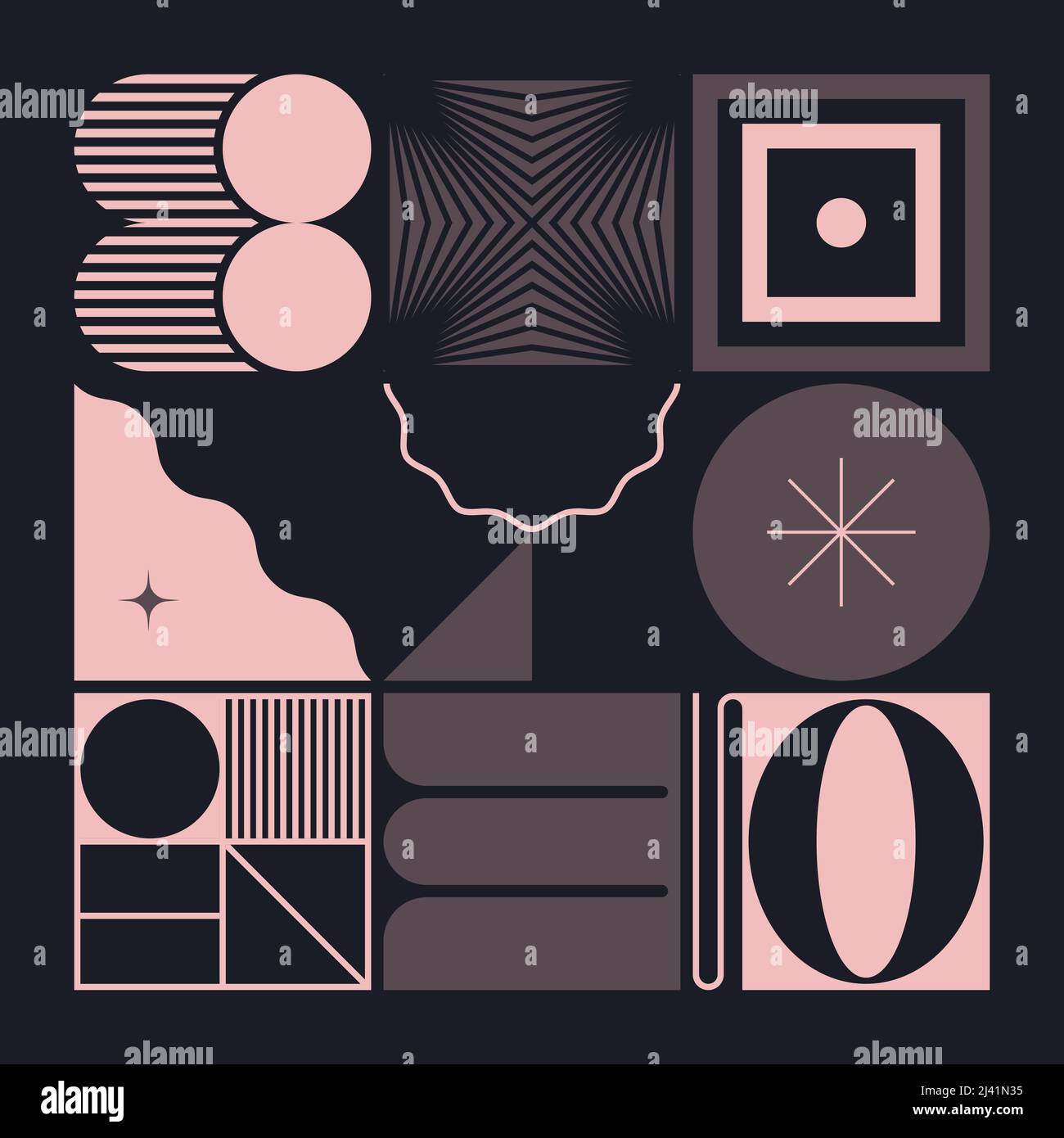 Retro Future Art inspired vector pattern artwork made with abstract ...