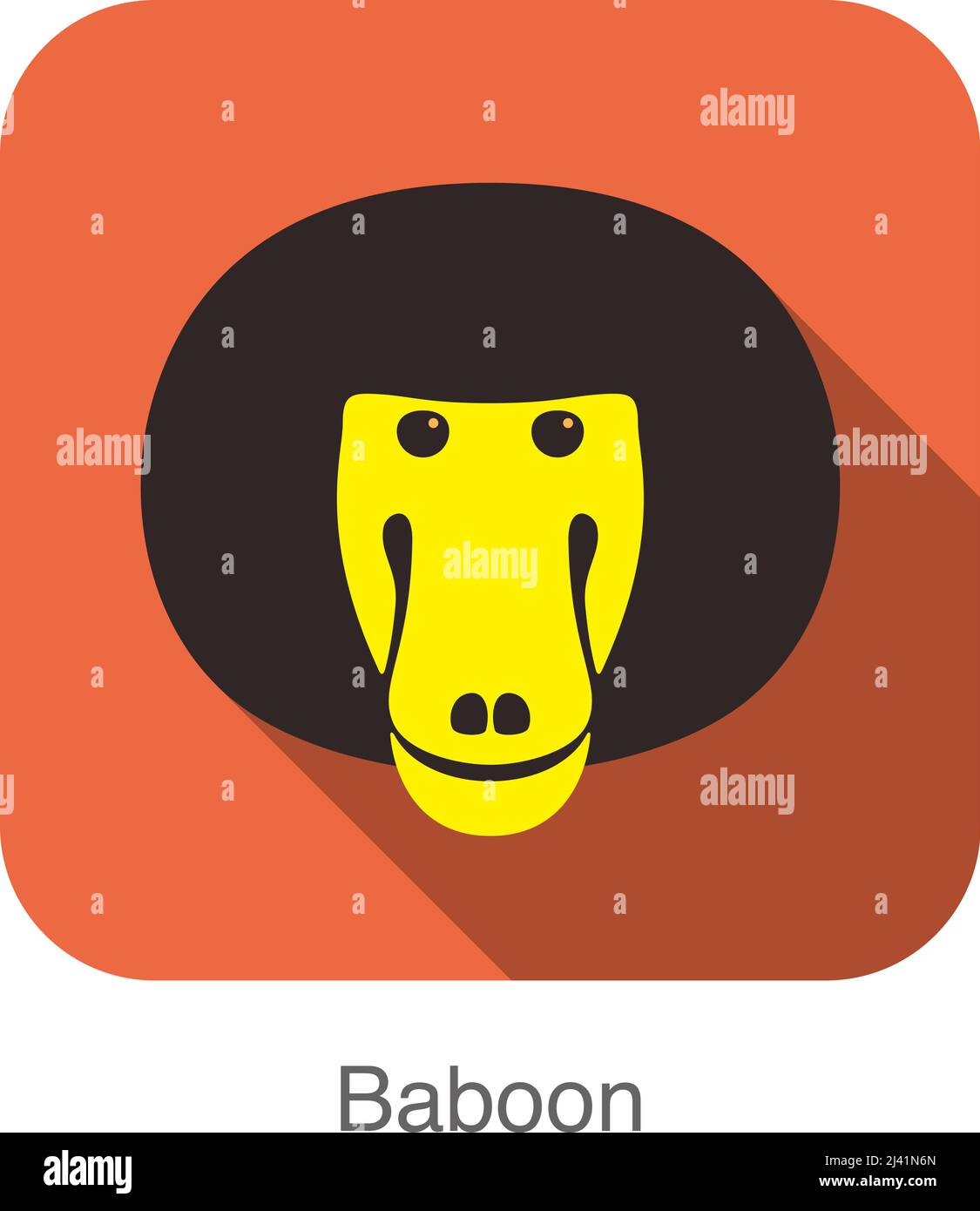 cute baboon face flat icon design, vector illustration Stock Vector ...