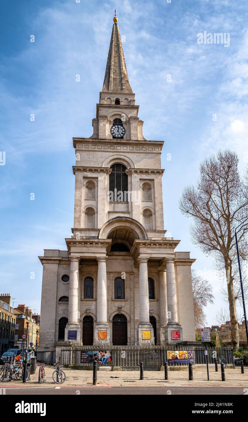 London, UK - 25 March 2022: Christ Church Spitalfields, famous 18th ...