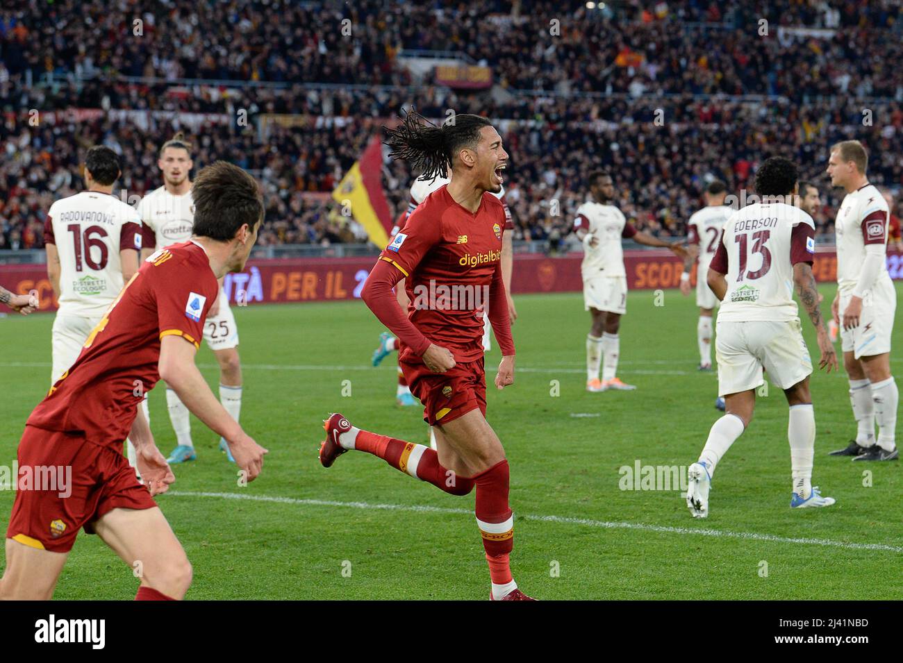 Chris Smalling of AS Roma jubilates after scoring the goal 2-1 in the ...