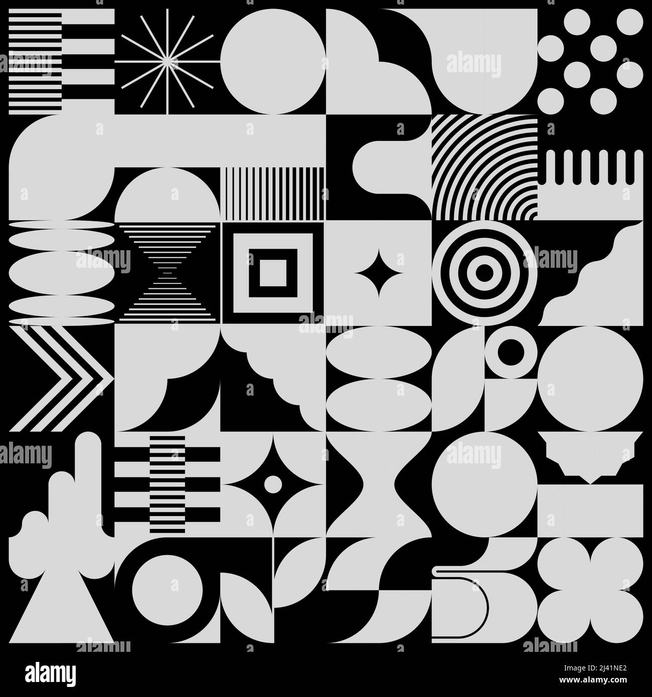 Brutalist Art inspired vector pattern artwork made with abstract ...