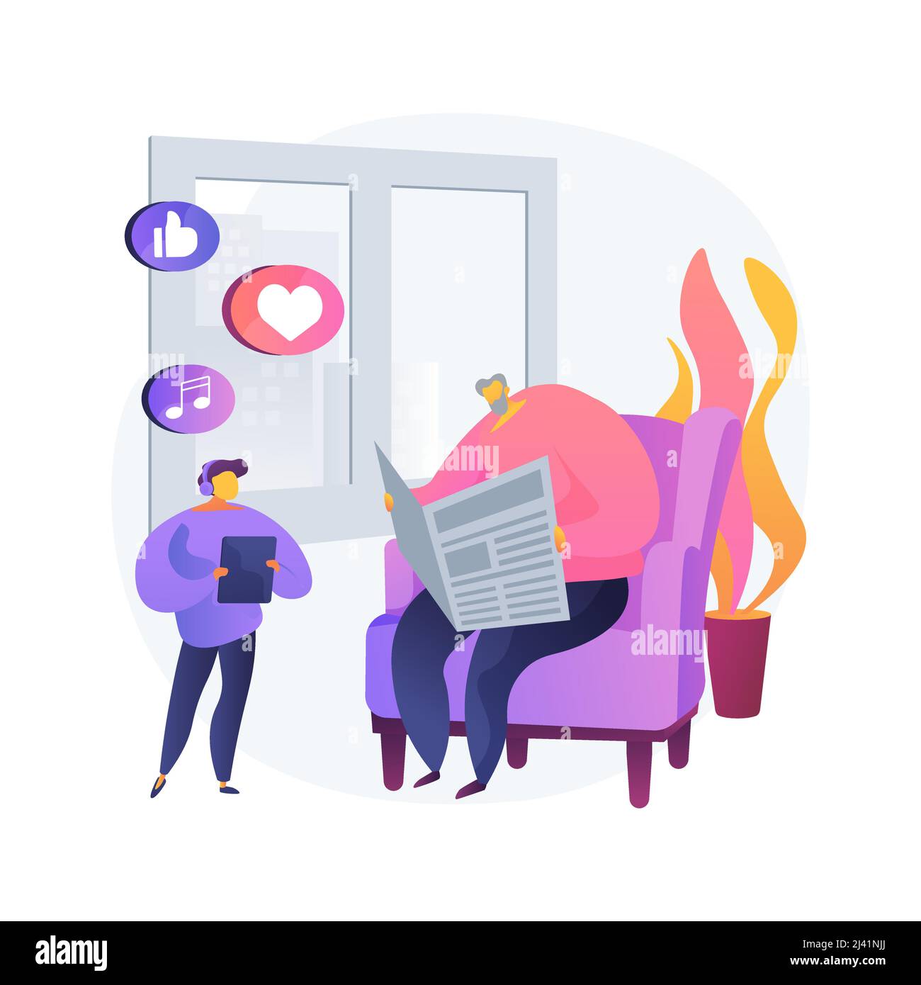 Generation gap abstract concept vector illustration. Difference in ...