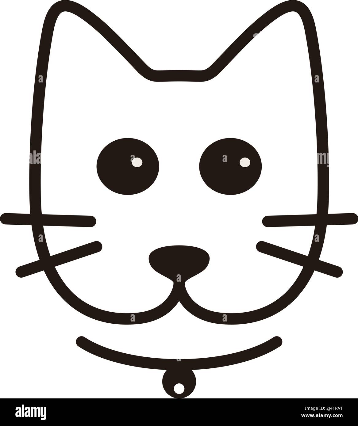 cat cartoon face, flat animal face icon, vector illustration Stock ...
