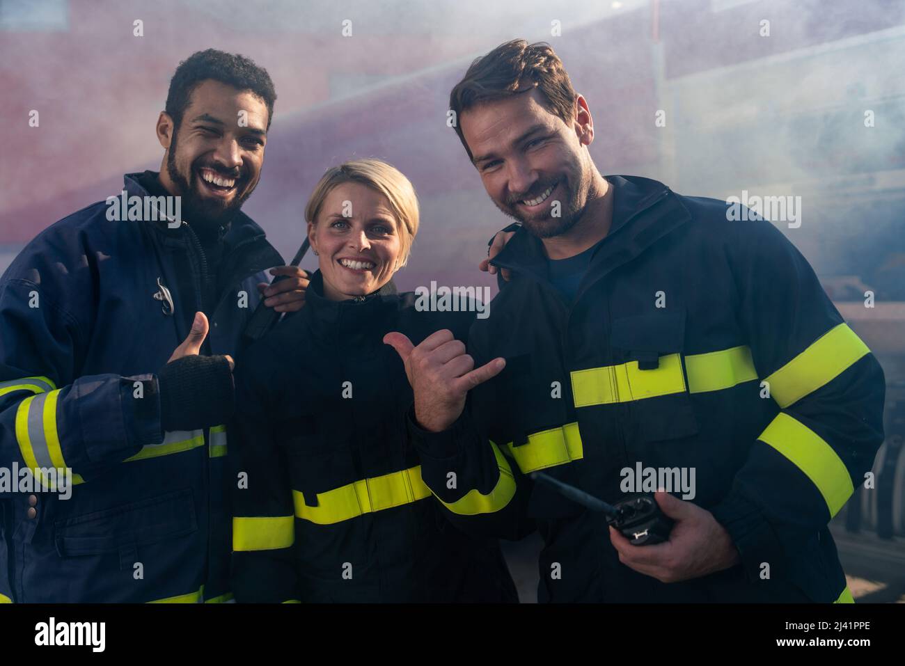 Professional fire department and volunteer fire department hi-res stock ...