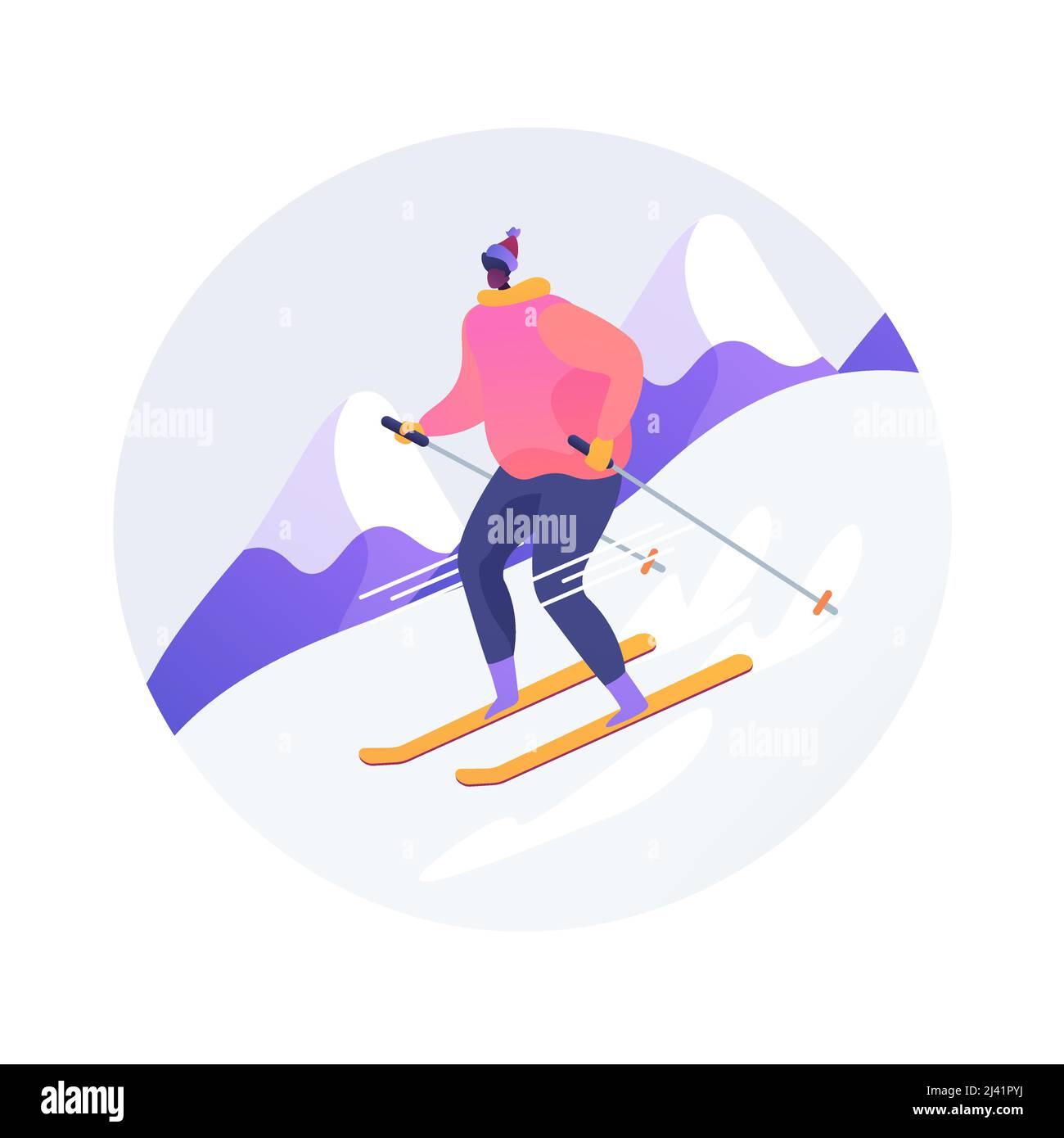 Skiing abstract concept vector illustration. Winter adventure, mountain ...