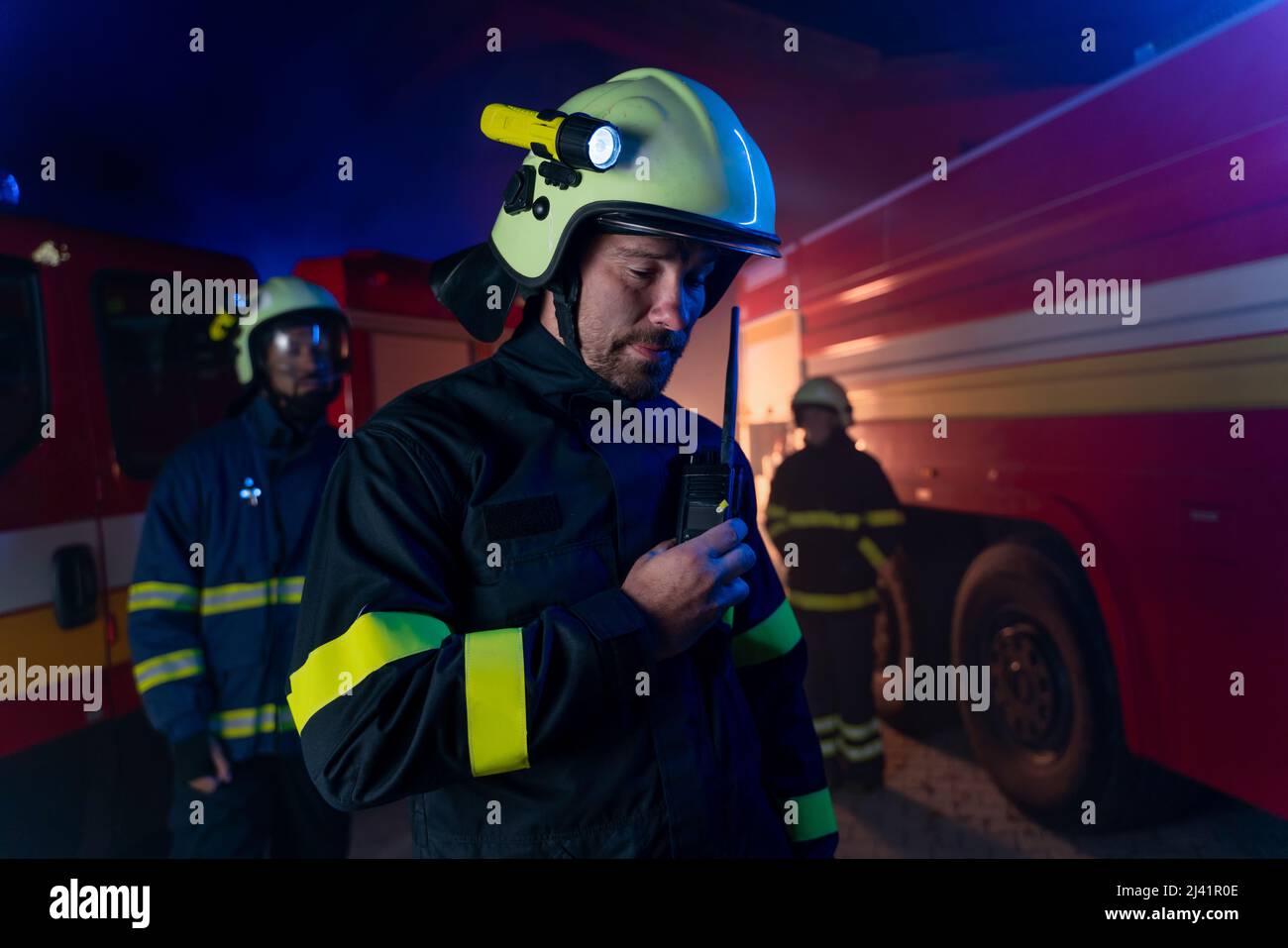 Team firefighters work night in hi-res stock photography and images - Alamy