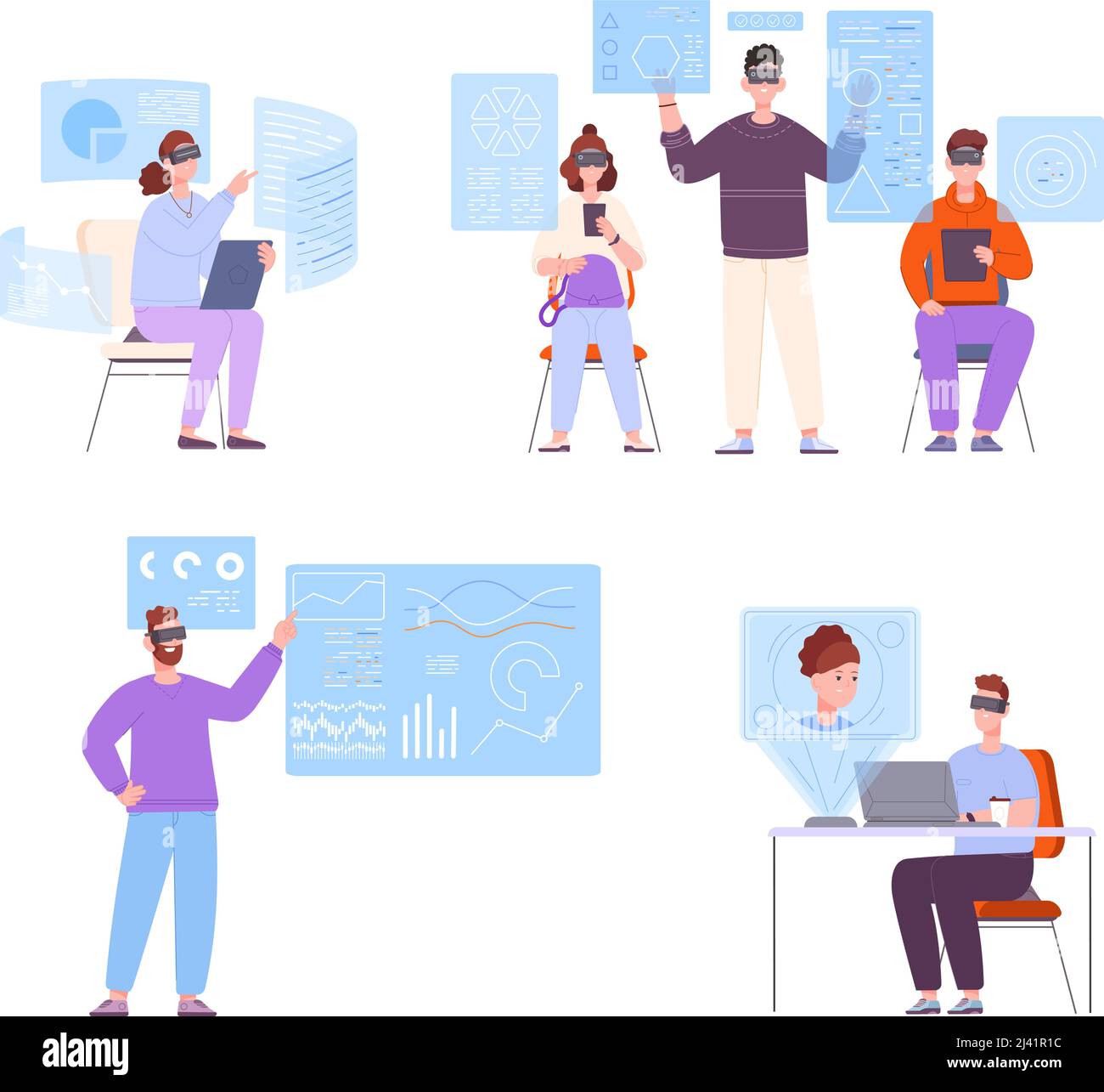 Vr workplaces. Workplace future virtual meeting digital work simulation ...