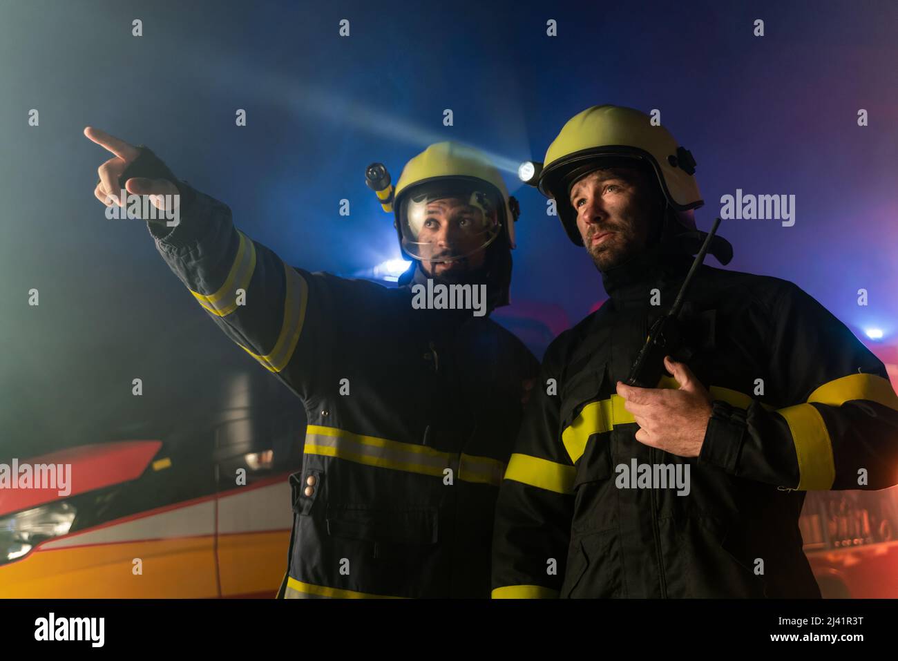 Team firefighters work night in hi-res stock photography and images - Alamy