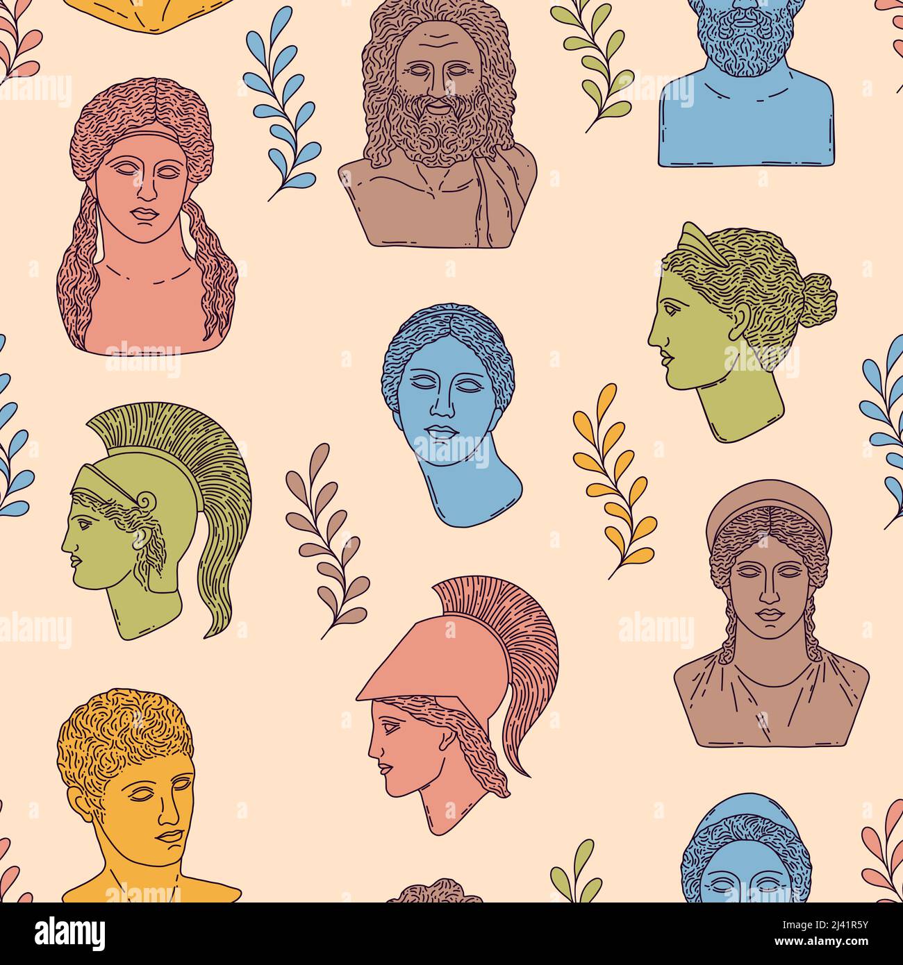 pattern with greek sculptures Stock Vector Image & Art - Alamy