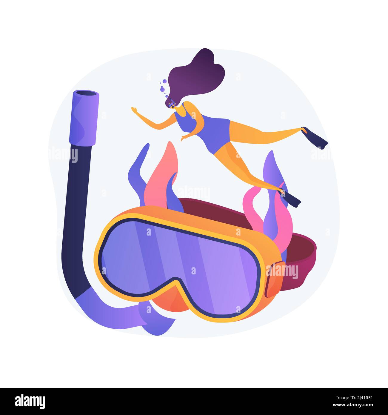 Snorkeling abstract concept vector illustration. Coral reef, underwater ...