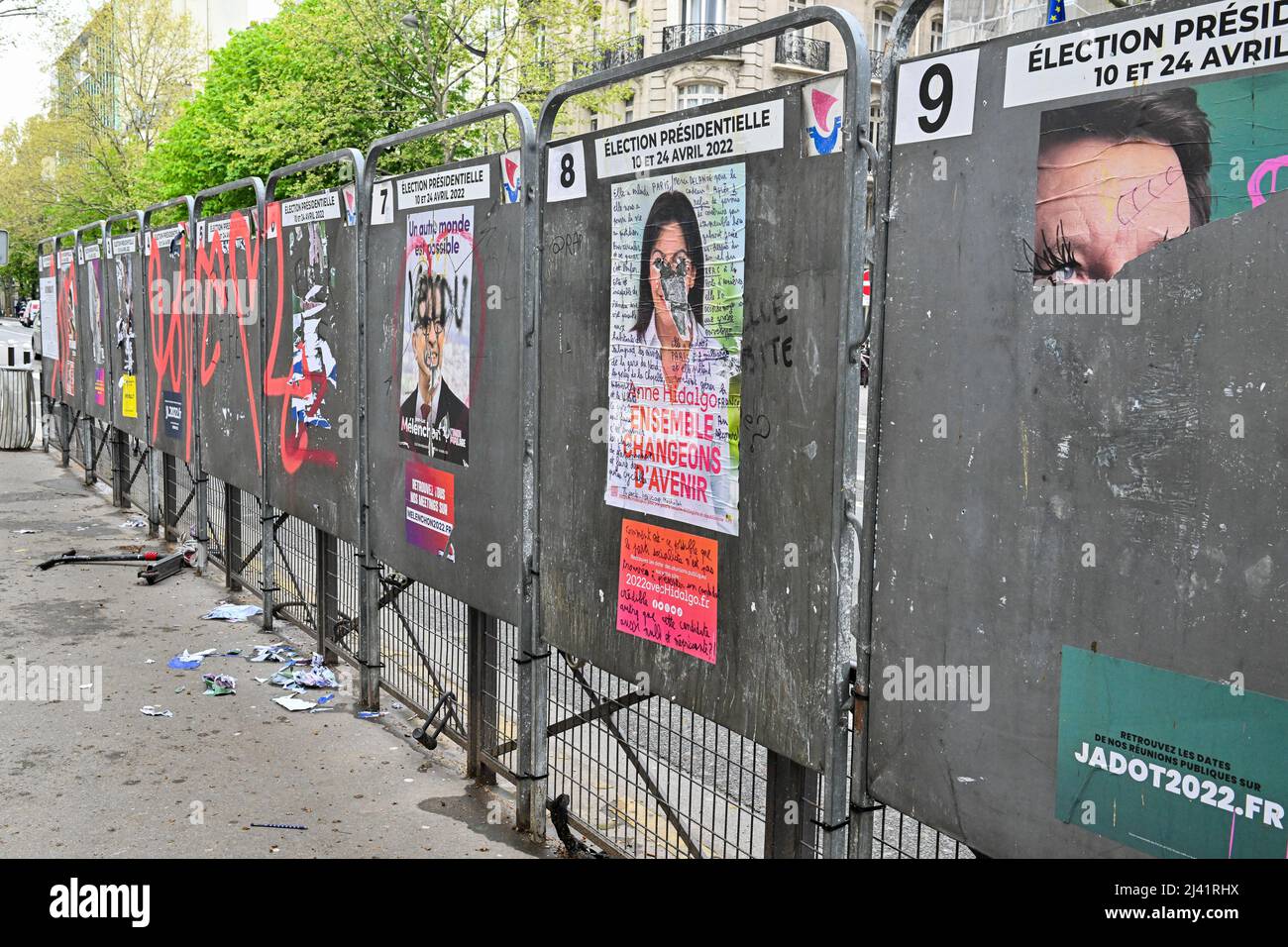 French Presidential election campaign posters of Emmanuel Macron and ...