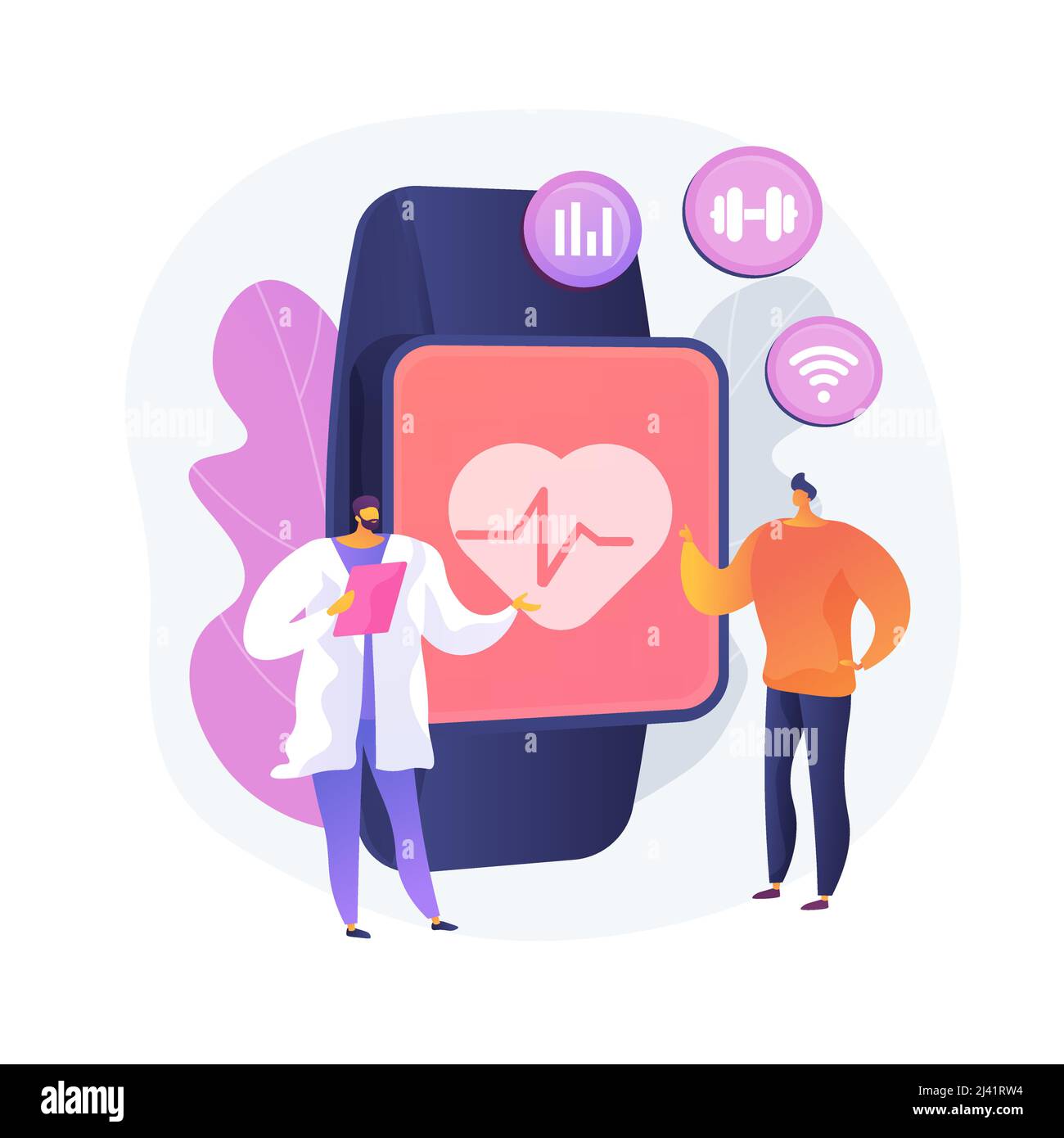 Heart rate on smartwatch. Portable pulse tracker. Wrist clock, watch ...