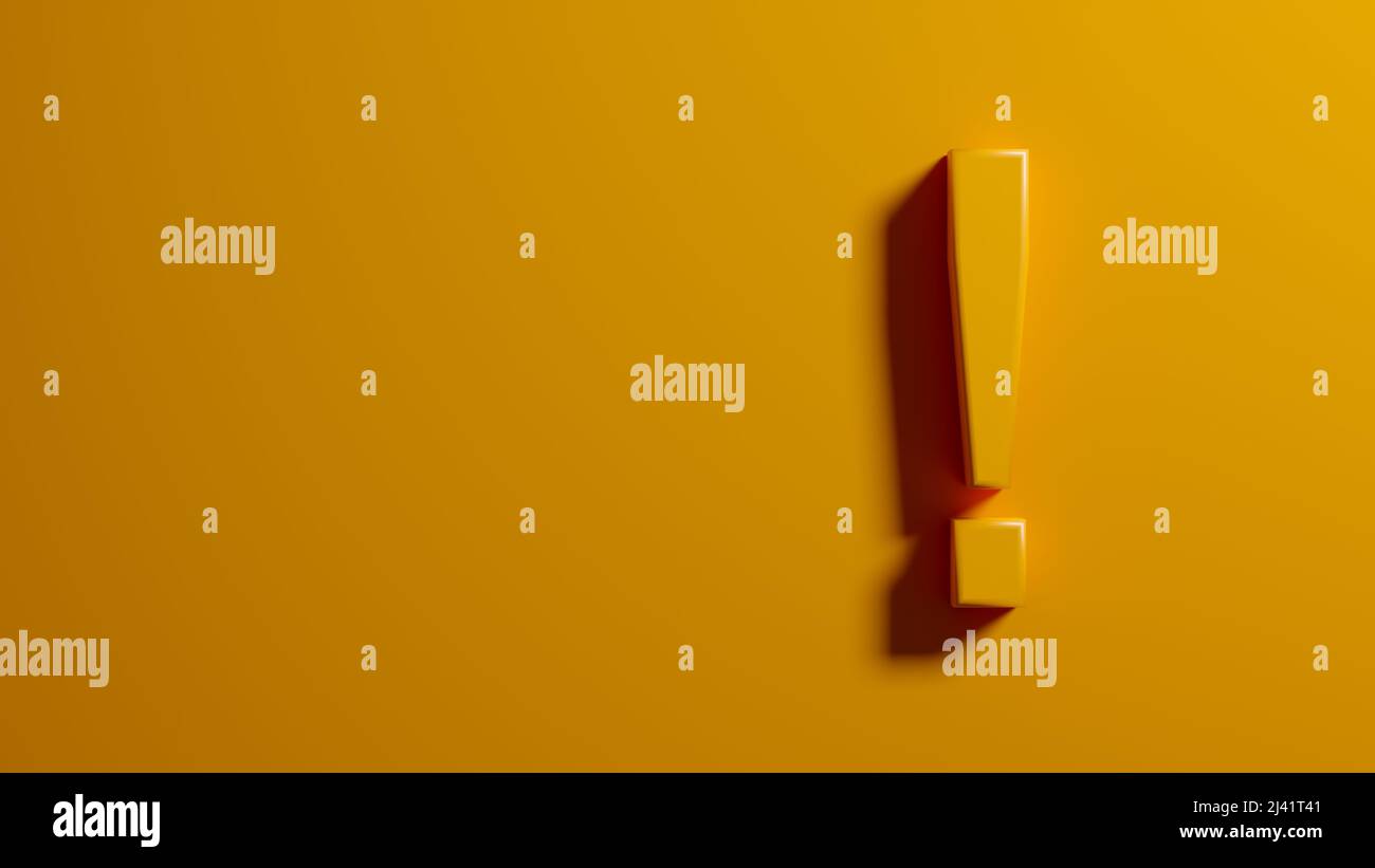 Exclamation mark on yellow background. 3D rendering Stock Photo - Alamy