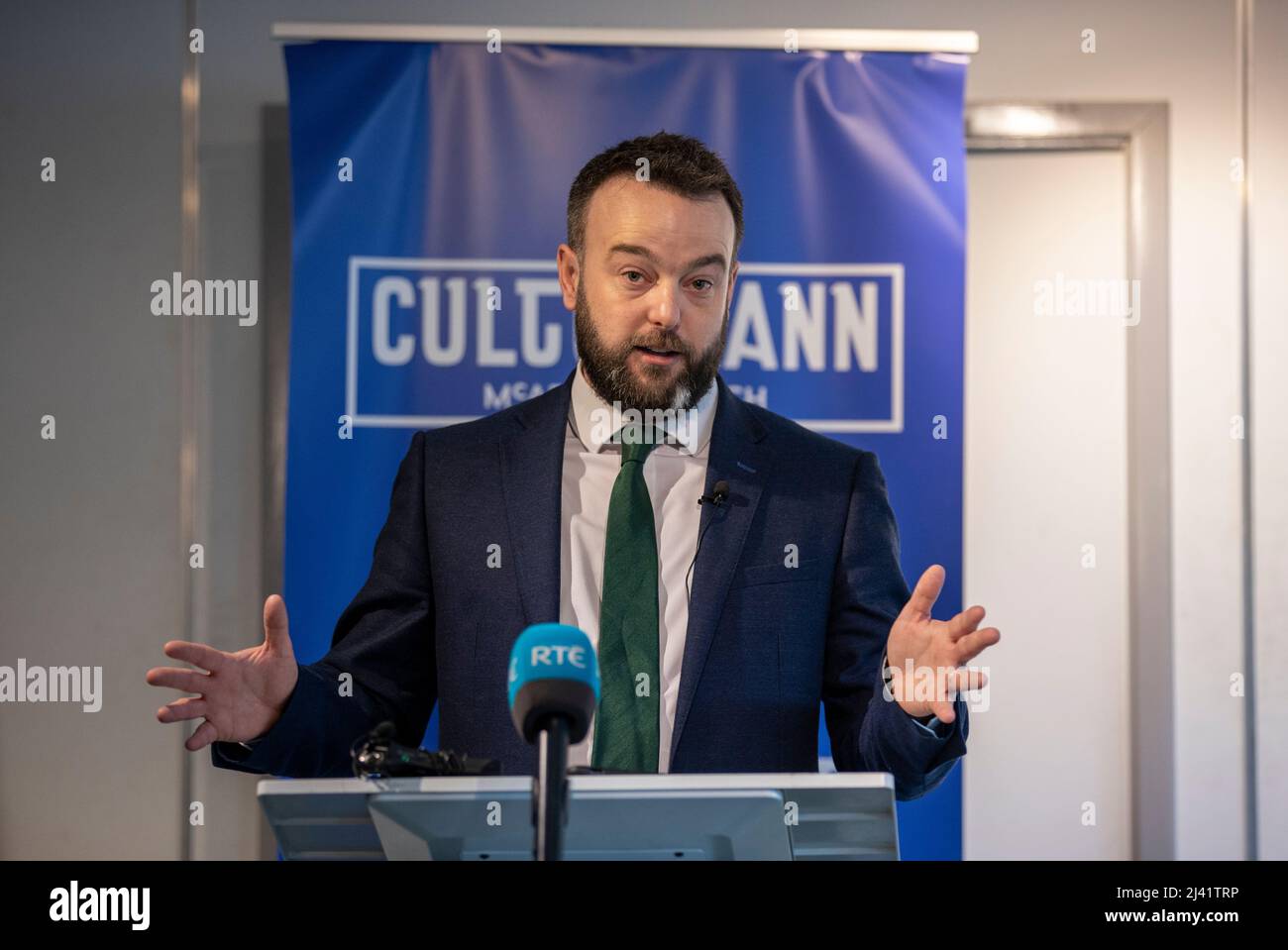 SDLP Leader Colum Eastwood speaking to party members and invited guests ...