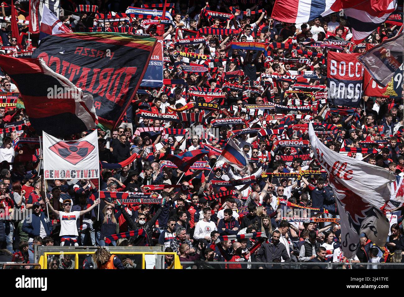 Luigi Ferraris stadium, Genova, Italy, April 10, 2022, Genoa CFC fans ...