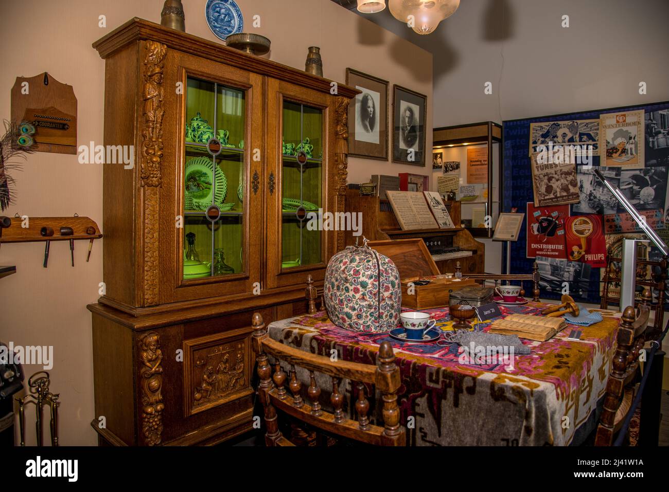 Hoorn, Netherlands, April 2022. The interior of a 1950s Dutch living ...