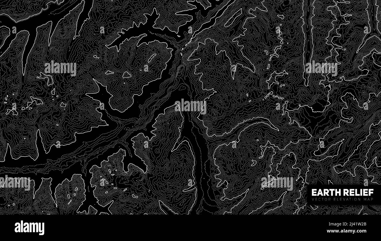 Vector abstract earth relief map. Generated conceptual elevation map ...