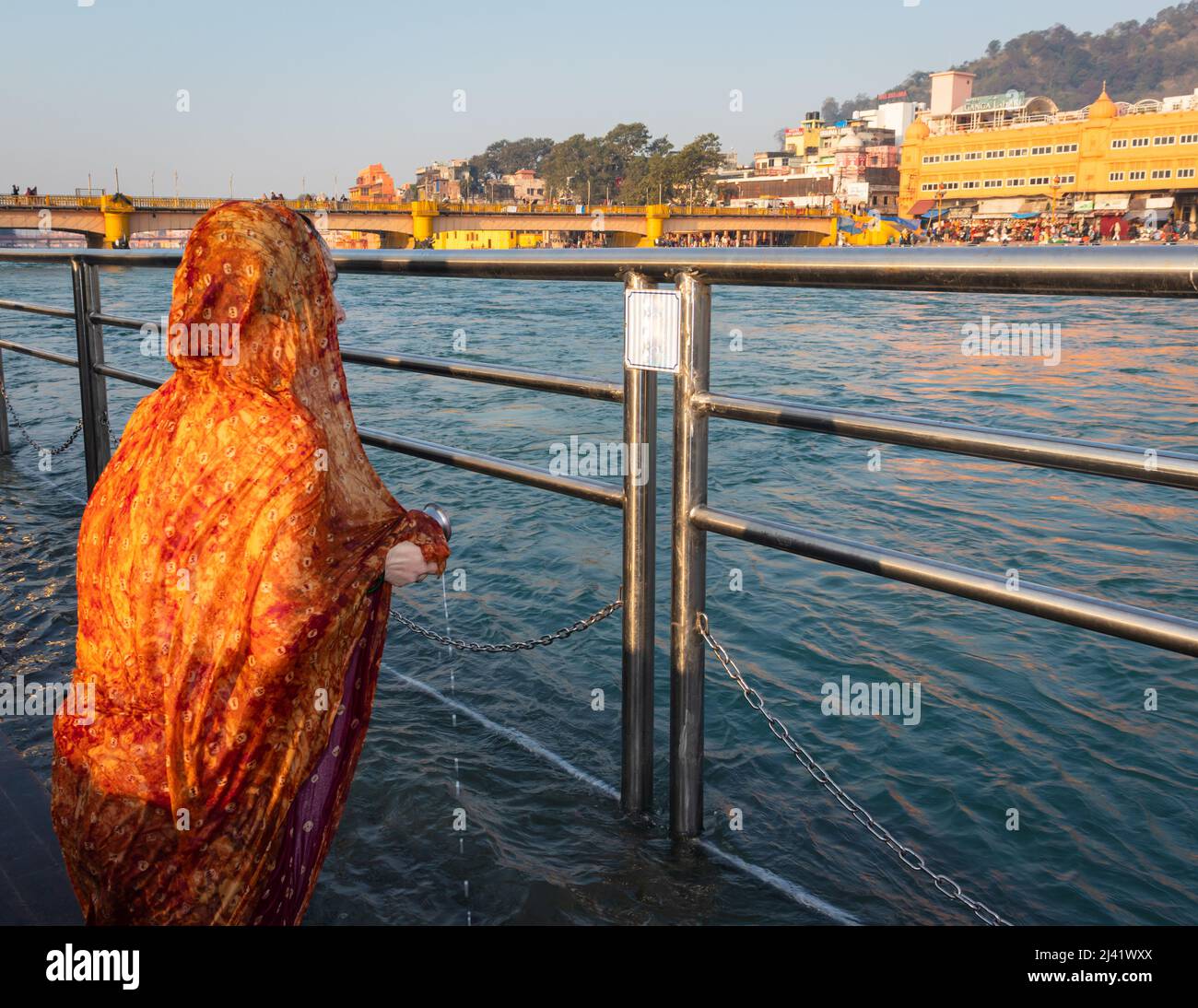 women doing religious pryer of river at morning from flat angle image ...