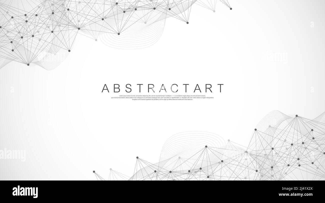 Global network connections with points and lines. Wireframe technology abstract vector ...