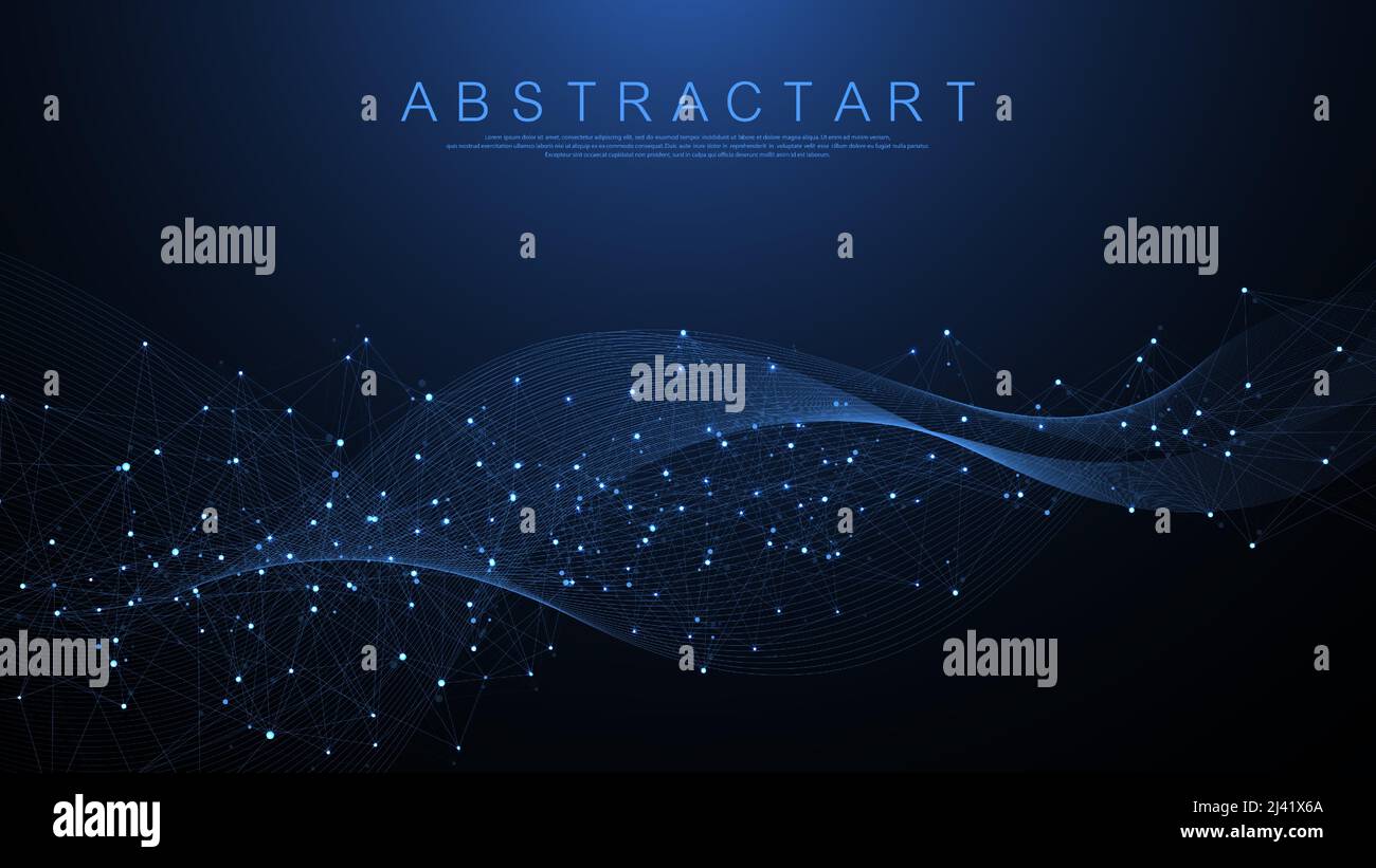 Technology abstract lines and dots connection background. Connection digital data and big data ...