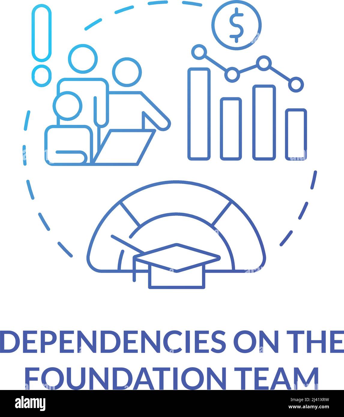 Dependencies on foundation team blue gradient concept icon Stock Vector ...