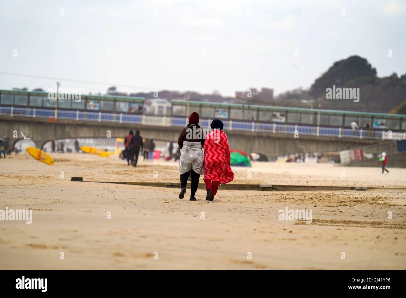 People on the beach in Bournemouth. Picture date: Monday April 11, 2022 ...