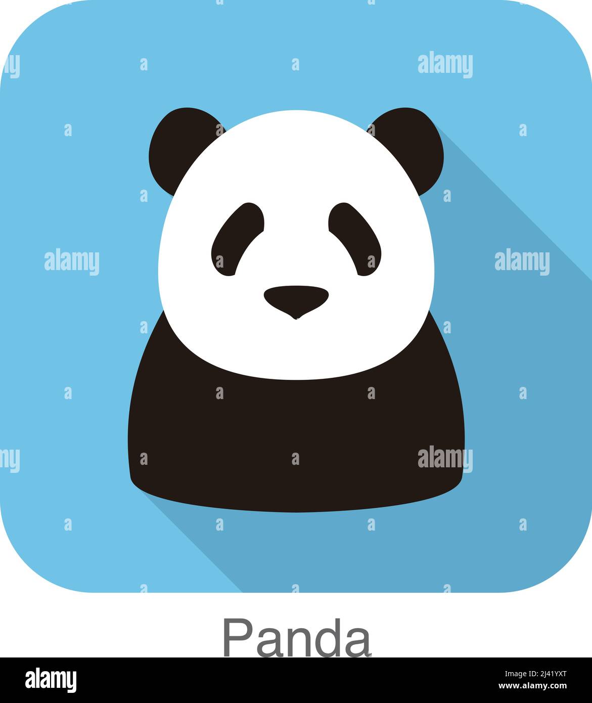 panda face flat icon design. Animal icons series, vector illustration ...