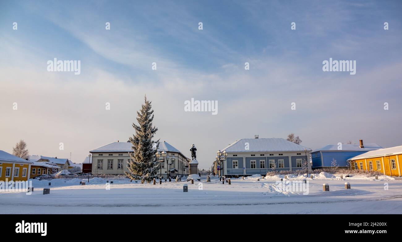 Cityview to the center of Raahe old town in Finland Stock Photo - Alamy