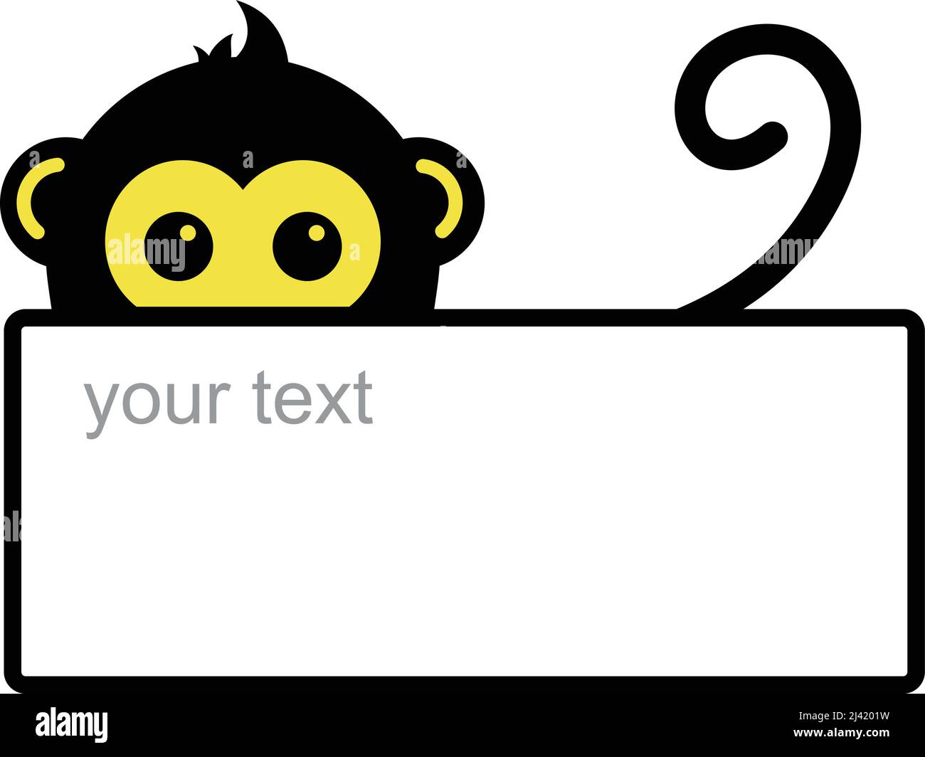 cute monkey with frame empty note, vector illustration Stock Vector ...