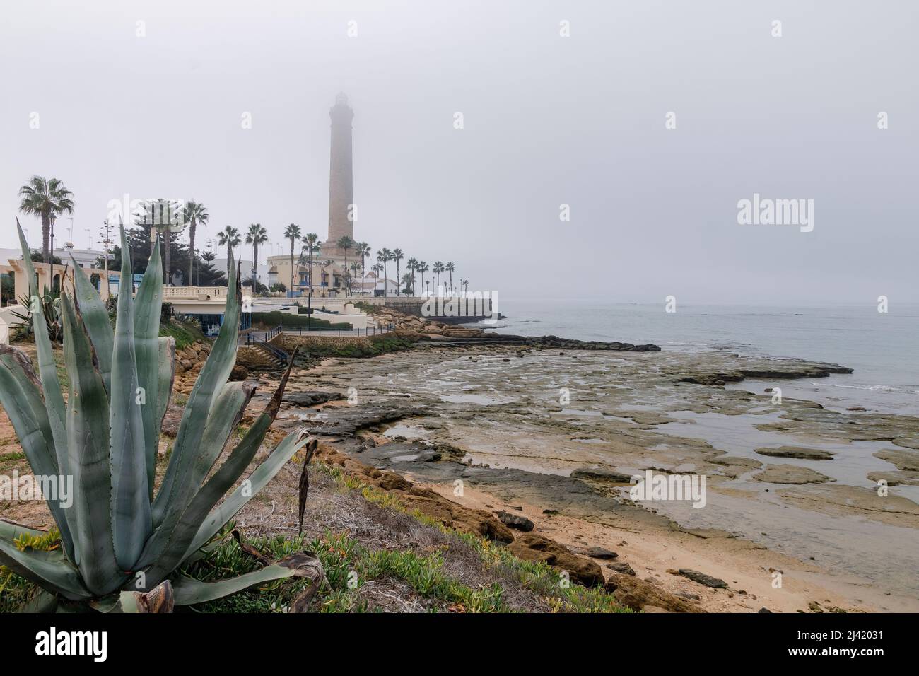 The coast of Chipiona, a tourist town in the province of Cádiz, in ...