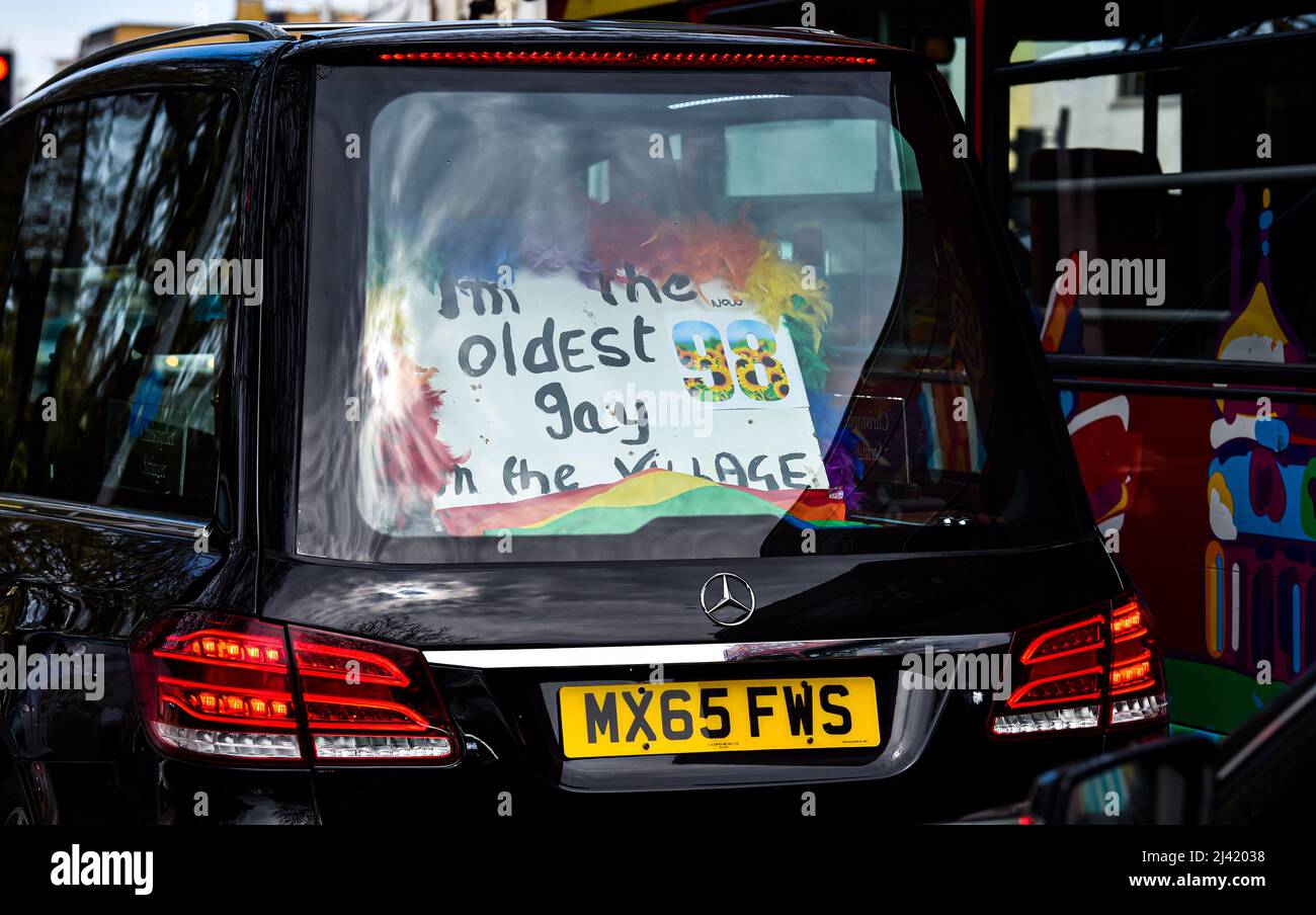 Brighton UK 11th April 2022 - The funeral procession for well known gay ...