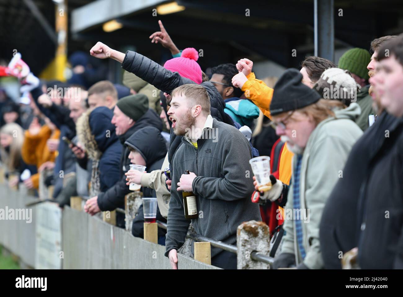 Abbey Hey FC supporters in the semi-final match against New Mills 2022 ...