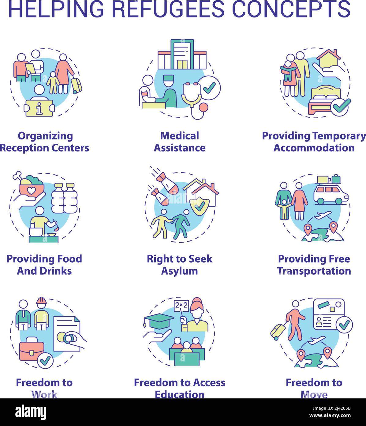 Helping refugees concept icons set Stock Vector Image & Art - Alamy