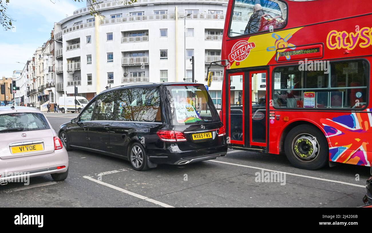 Brighton UK 11th April 2022 - The funeral procession for well known gay ...