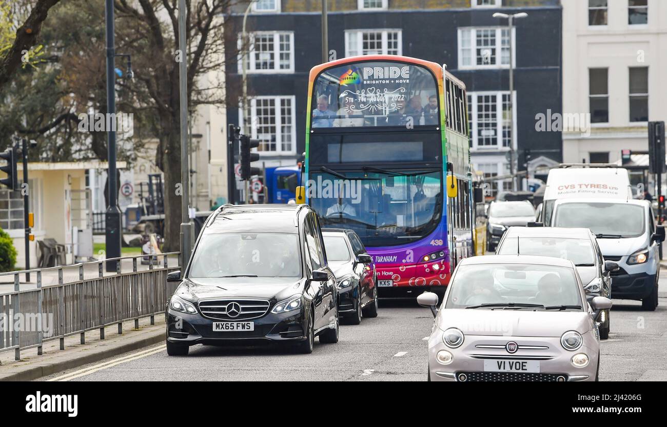 Brighton UK 11th April 2022 - The funeral procession for well known gay ...