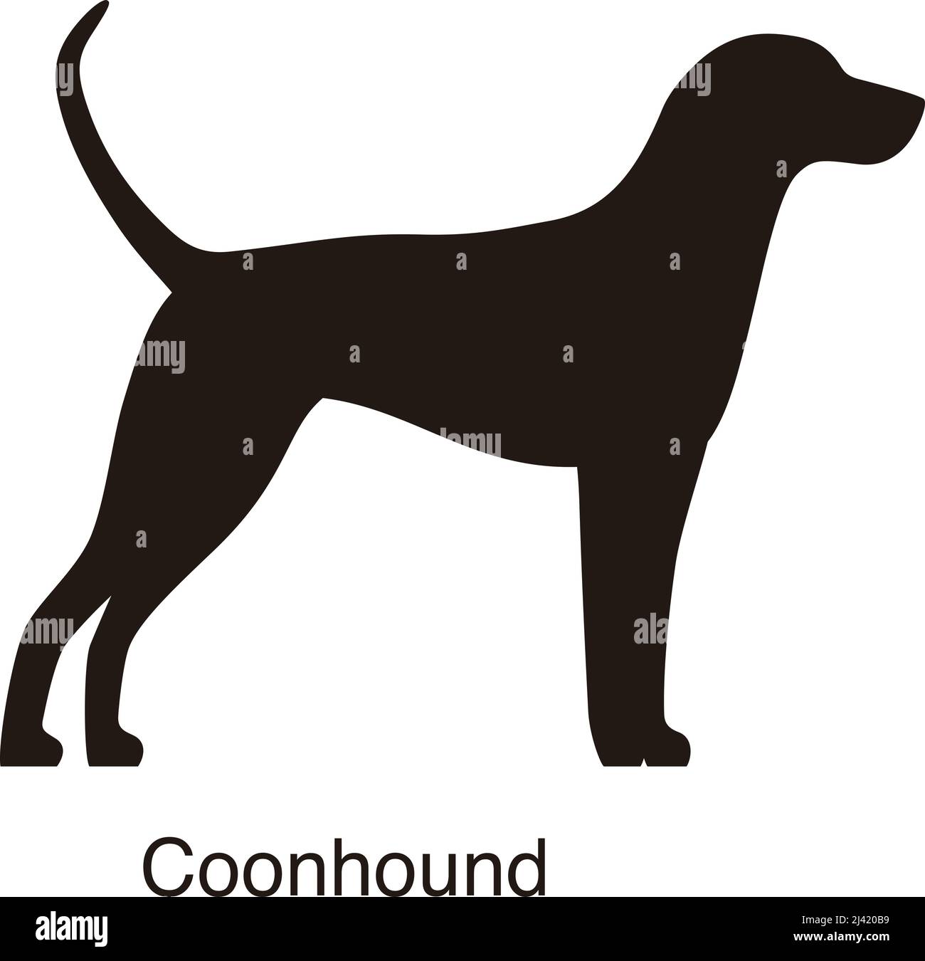 Coonhound dog silhouette, side view, vector illustration Stock Vector ...