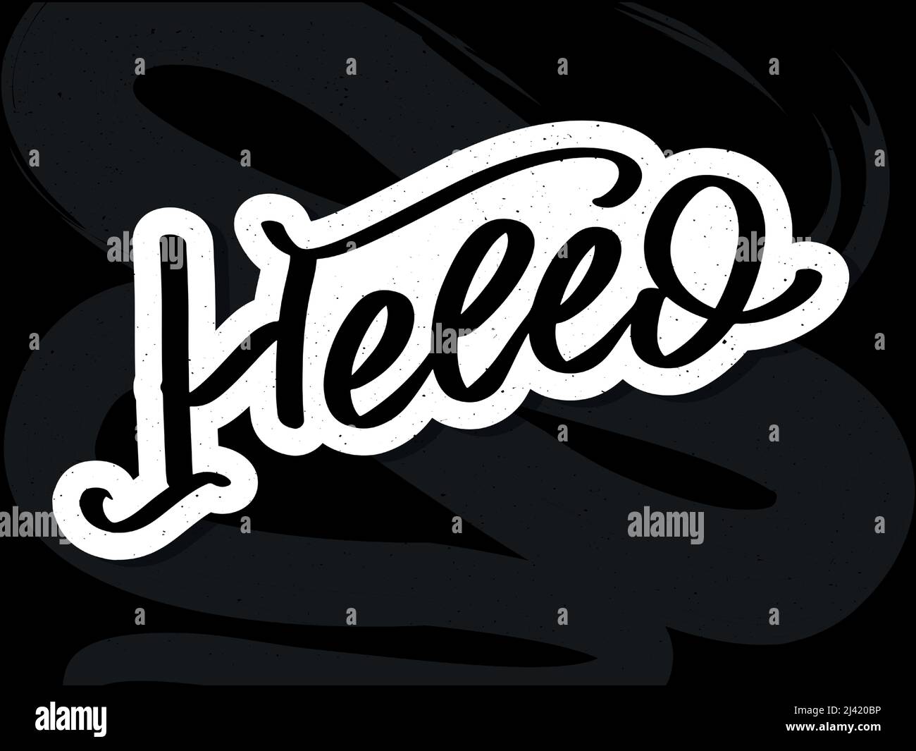 Hello in hand drawn style. Hello world. Lettering design concept. White ...