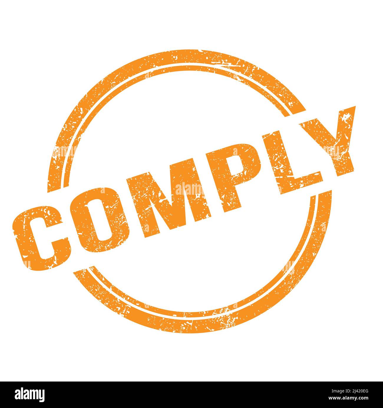 COMPLY text written on orange grungy vintage round stamp Stock Photo ...