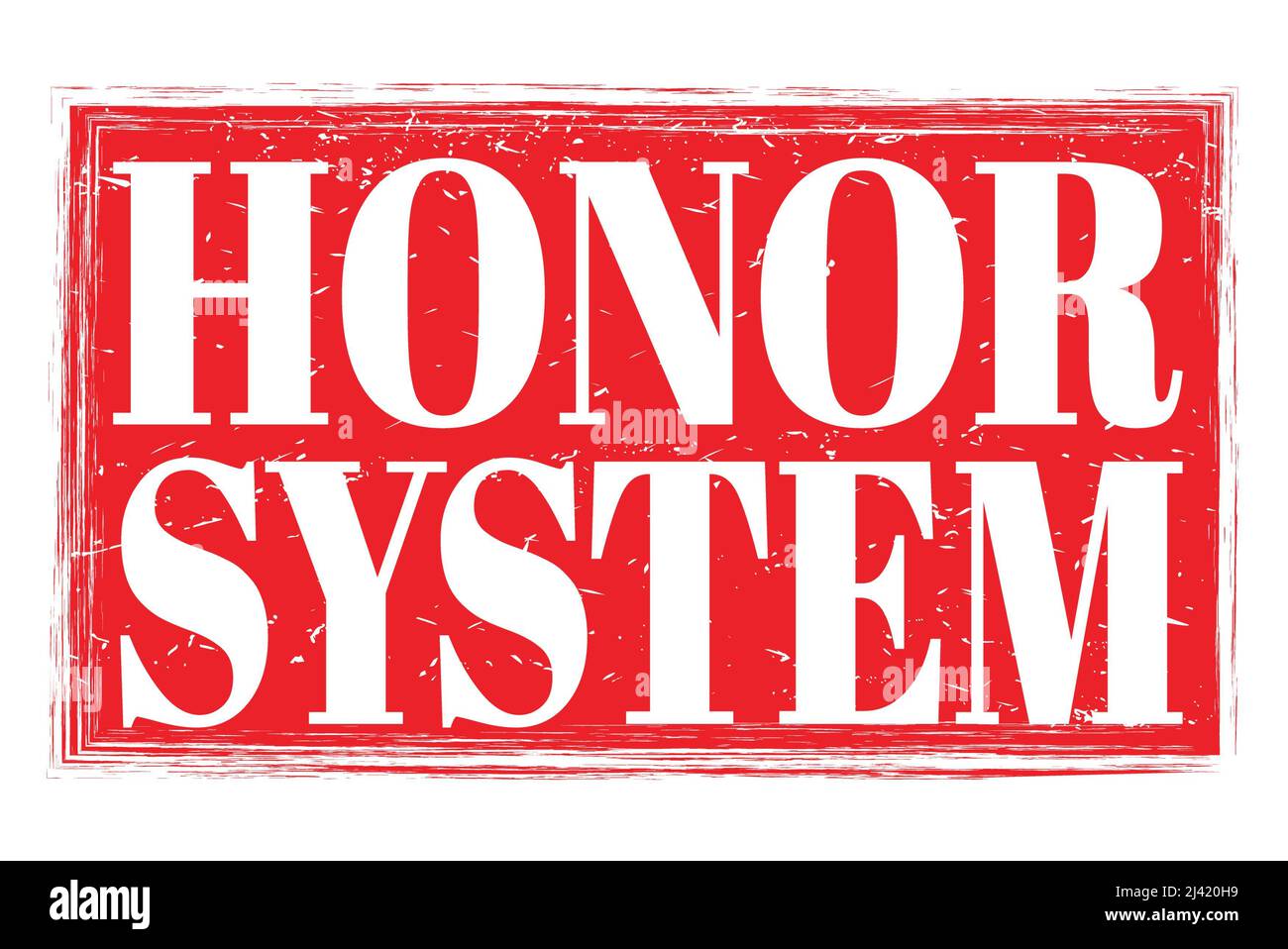 HONOR SYSTEM, words written on red grungy stamp sign Stock Photo - Alamy