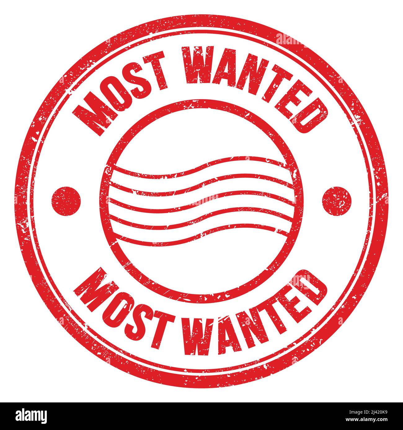 MOST WANTED word written on red round postal stamp sign Stock Photo - Alamy
