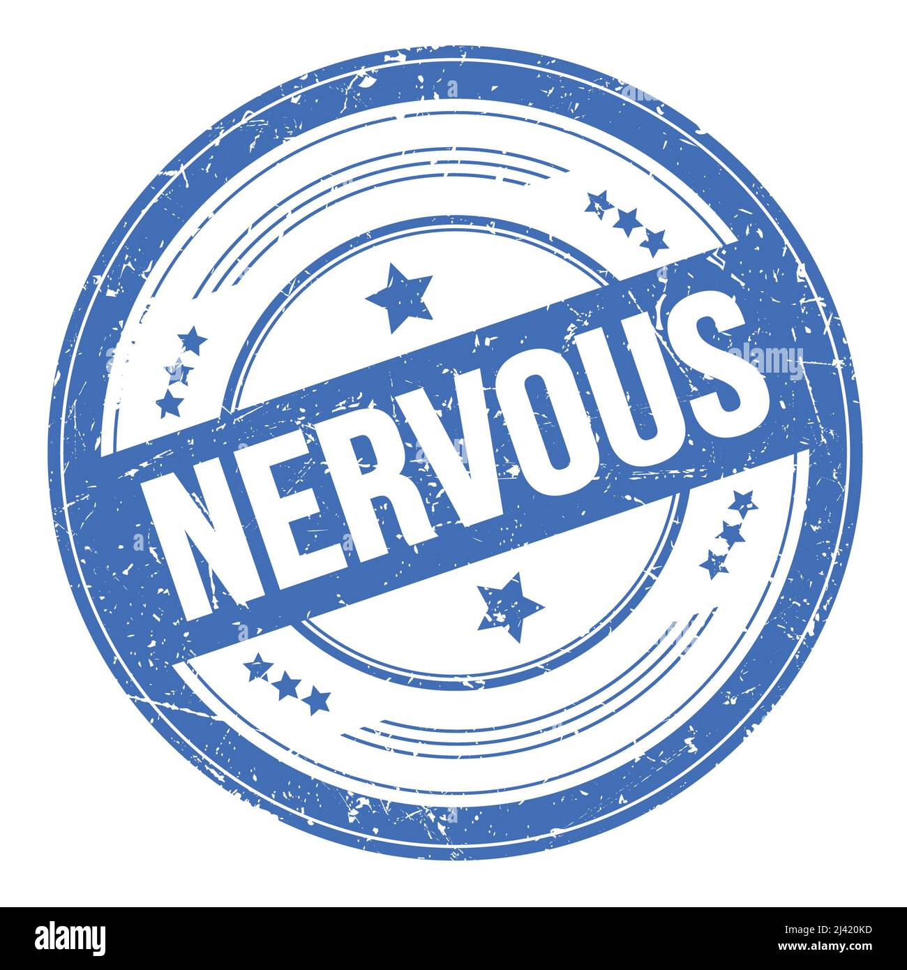 NERVOUS text on blue round grungy texture stamp Stock Photo - Alamy