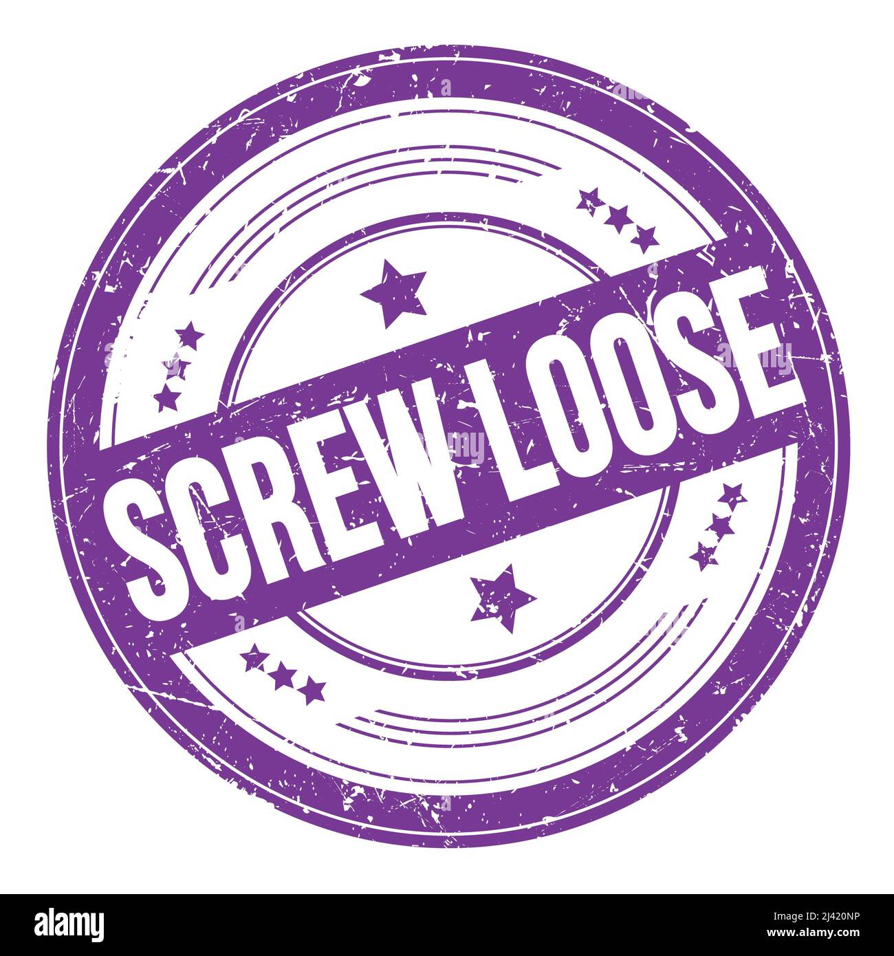 SCREW LOOSE text on violet indigo round grungy texture stamp Stock ...